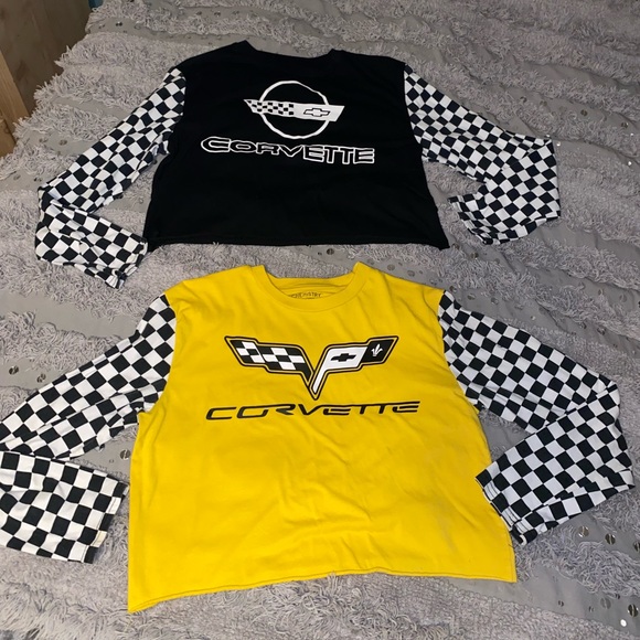 Chemistry | Tops | 2 Corvette Long Sleeve Crop Tops Cute Checkered ...